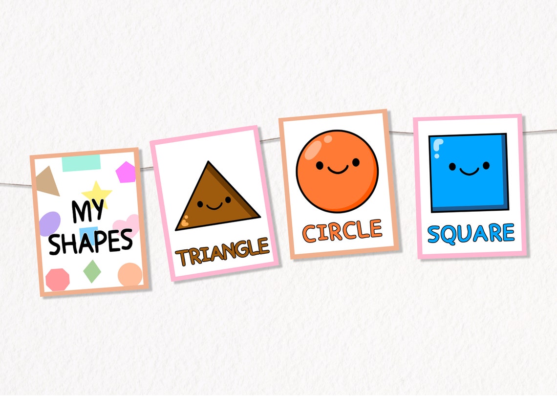 My Shapes Educational Flash Cards, Shapes Picture Cards, Cute Learning ...