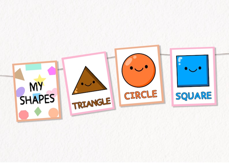 My Shapes Educational Flash Cards, Shapes Picture Cards, Cute Learning ...