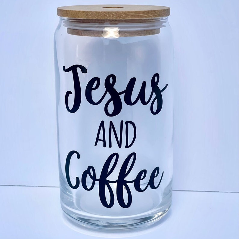 Jesus and Coffee Christian Cup Jesus Glass Cup Soda Can Glass Cup Jesus ...