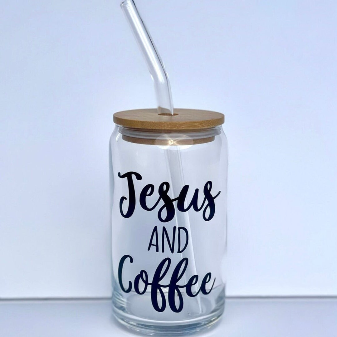 Jesus and Coffee | Christian Cup | Jesus Glass Cup | Soda Can Glass Cup ...
