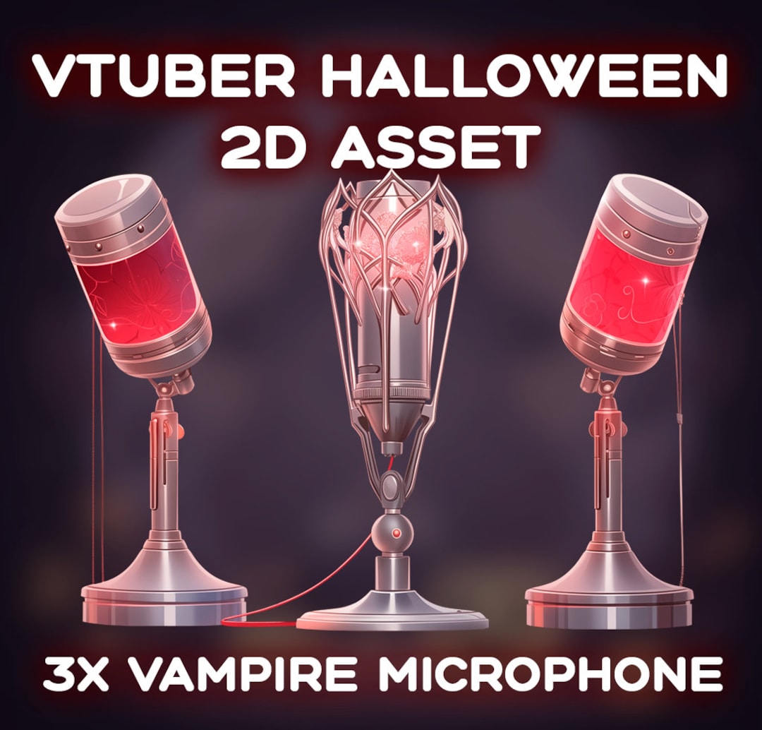 3x Vampire Microphone Vtuber Halloween| Transparent | Spooky | Digital ...