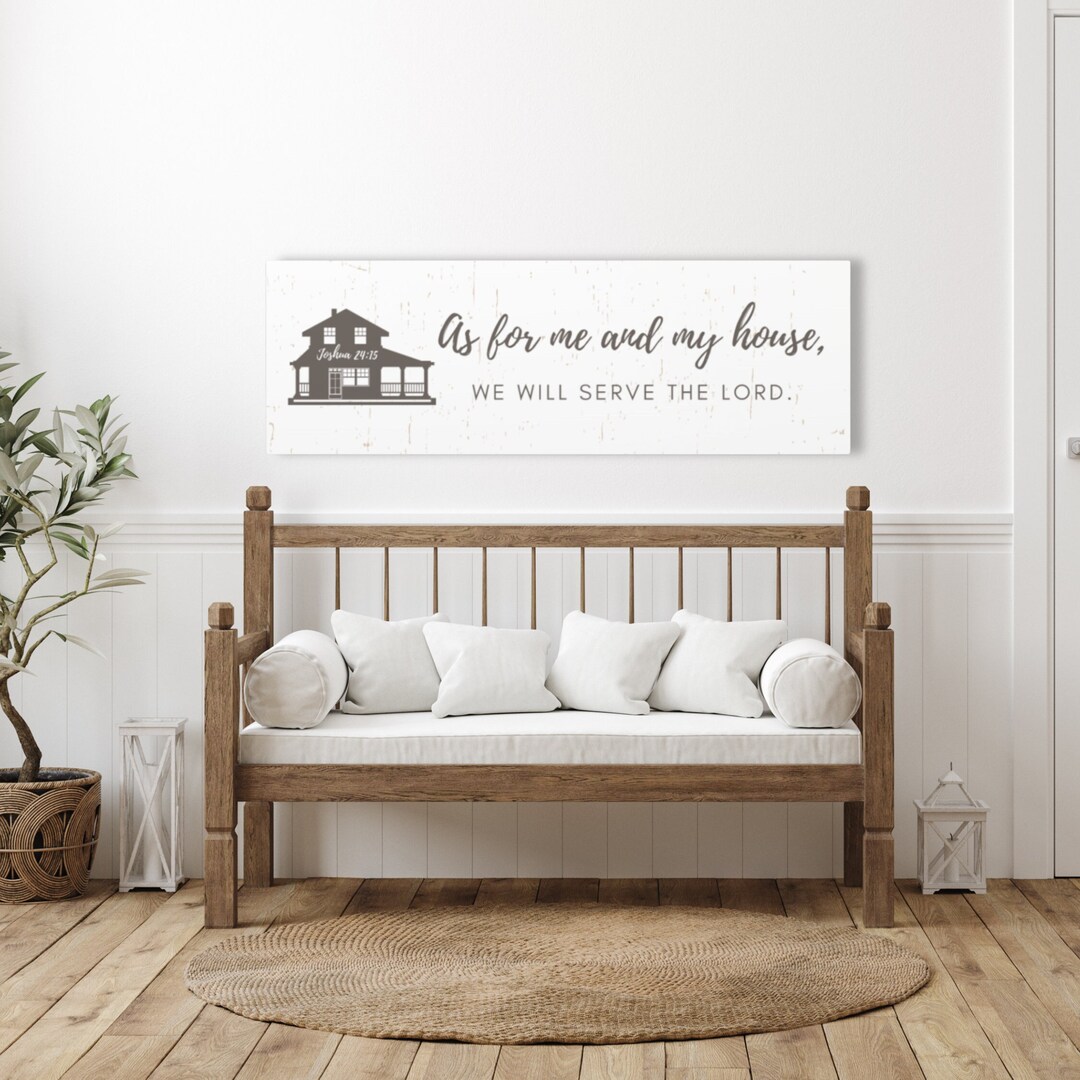 Cottagecore Christian Wall Art Sign Joshua 24:15 Rustic Canvas Print ...