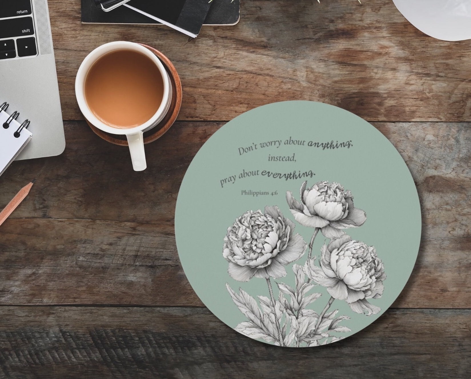 Do Not Worry Christian Mouse Pad Philippians 4:6 Sage Green Mouse Pad ...