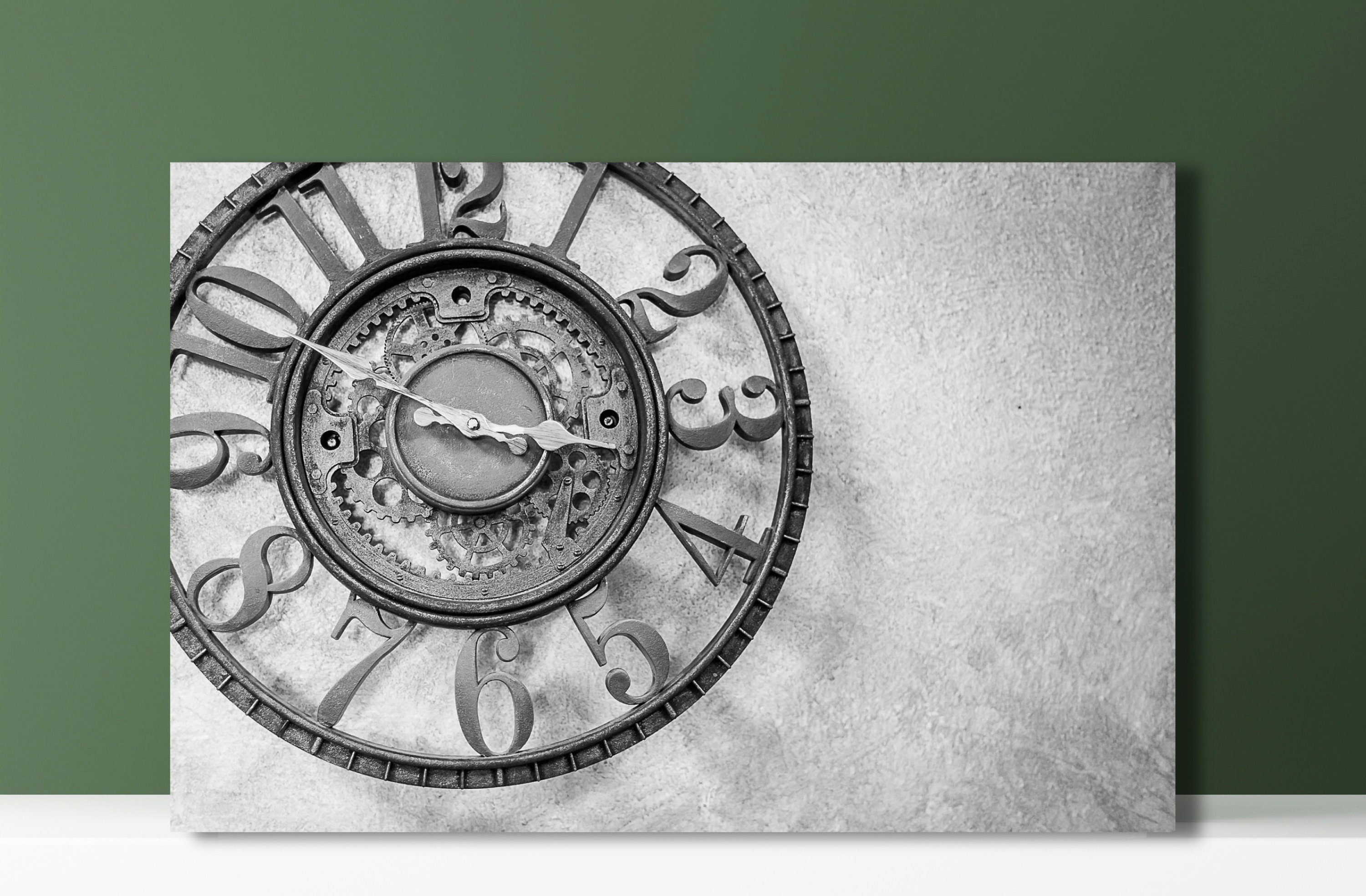 Industrial Clock Wall Art Black and White for Living Room, Steampunk ...