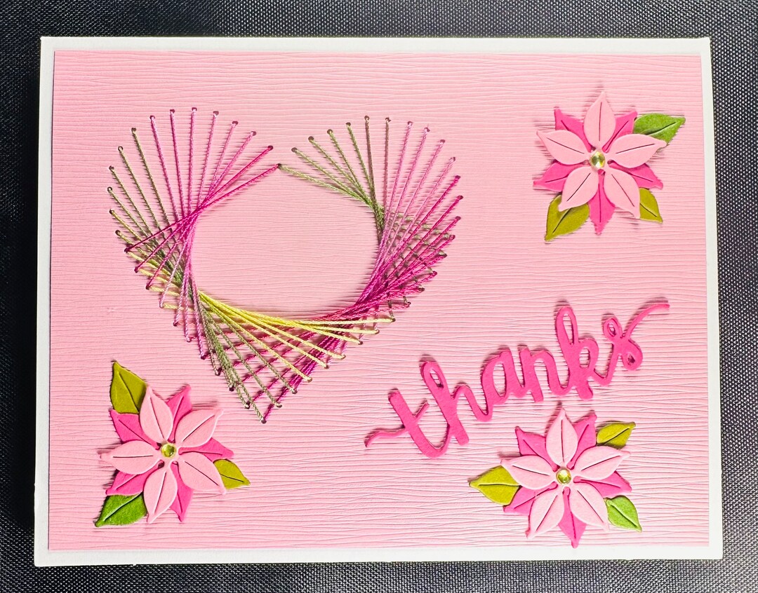 Handmade Greeting Card, String Art Greeting Card, Pink and Green ...
