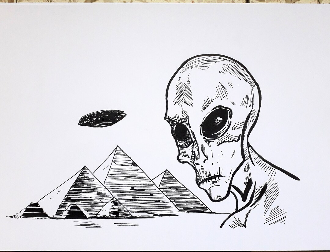 Alien Pyramids Original Illustration - Etsy