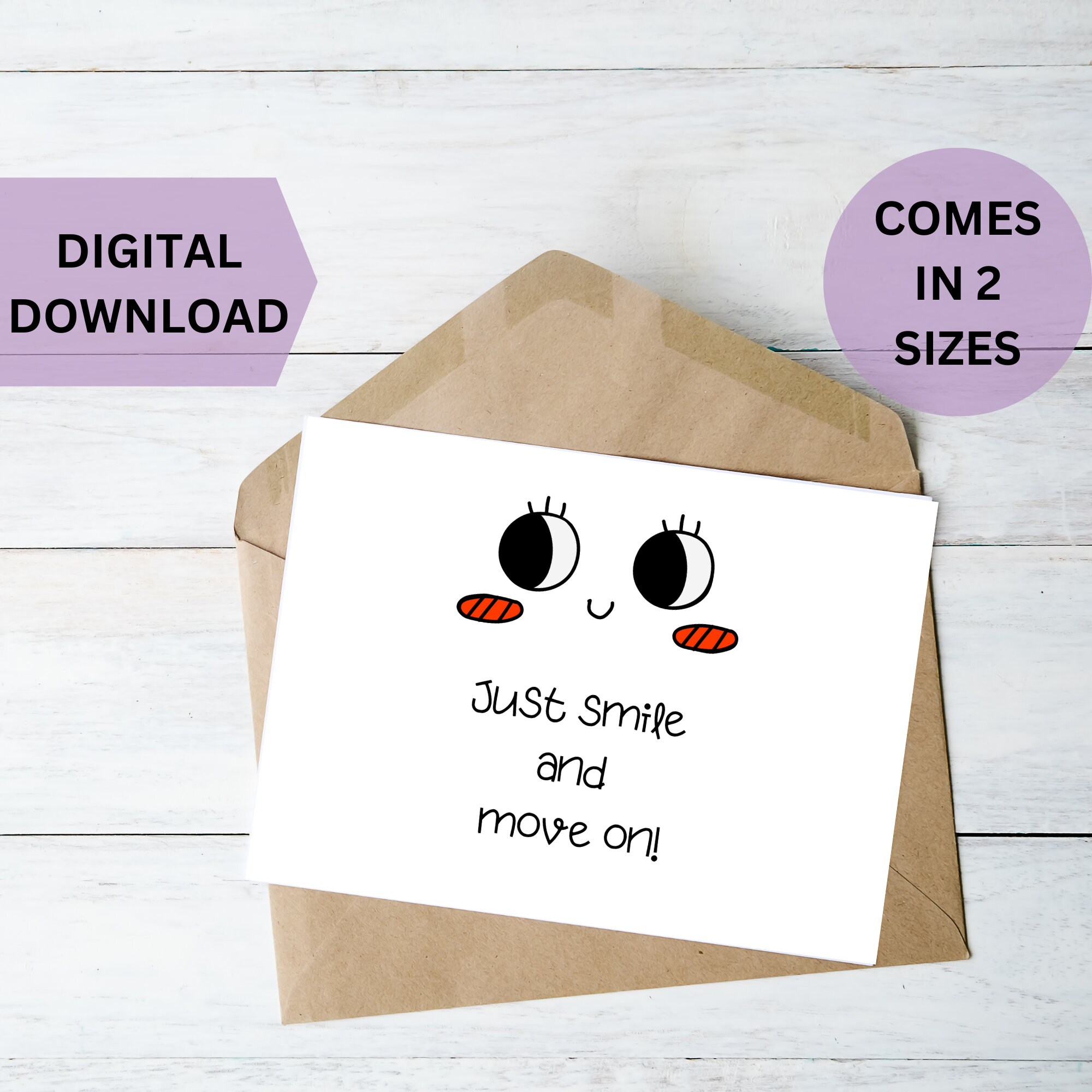 Pick Me up Printable Card Just Smile and Move on Card - Etsy