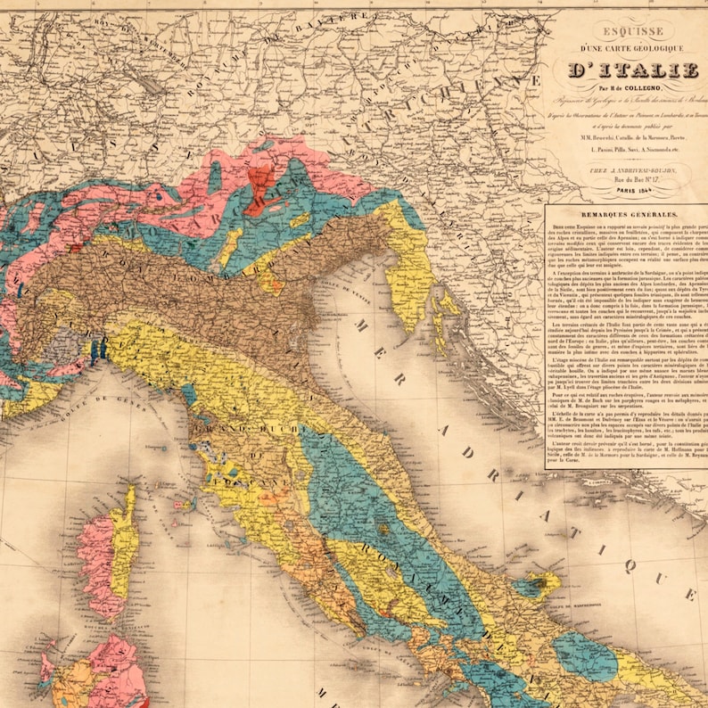 Antique Map of Italy, 17x22, Detailed 19th Century Old Italian Map ...