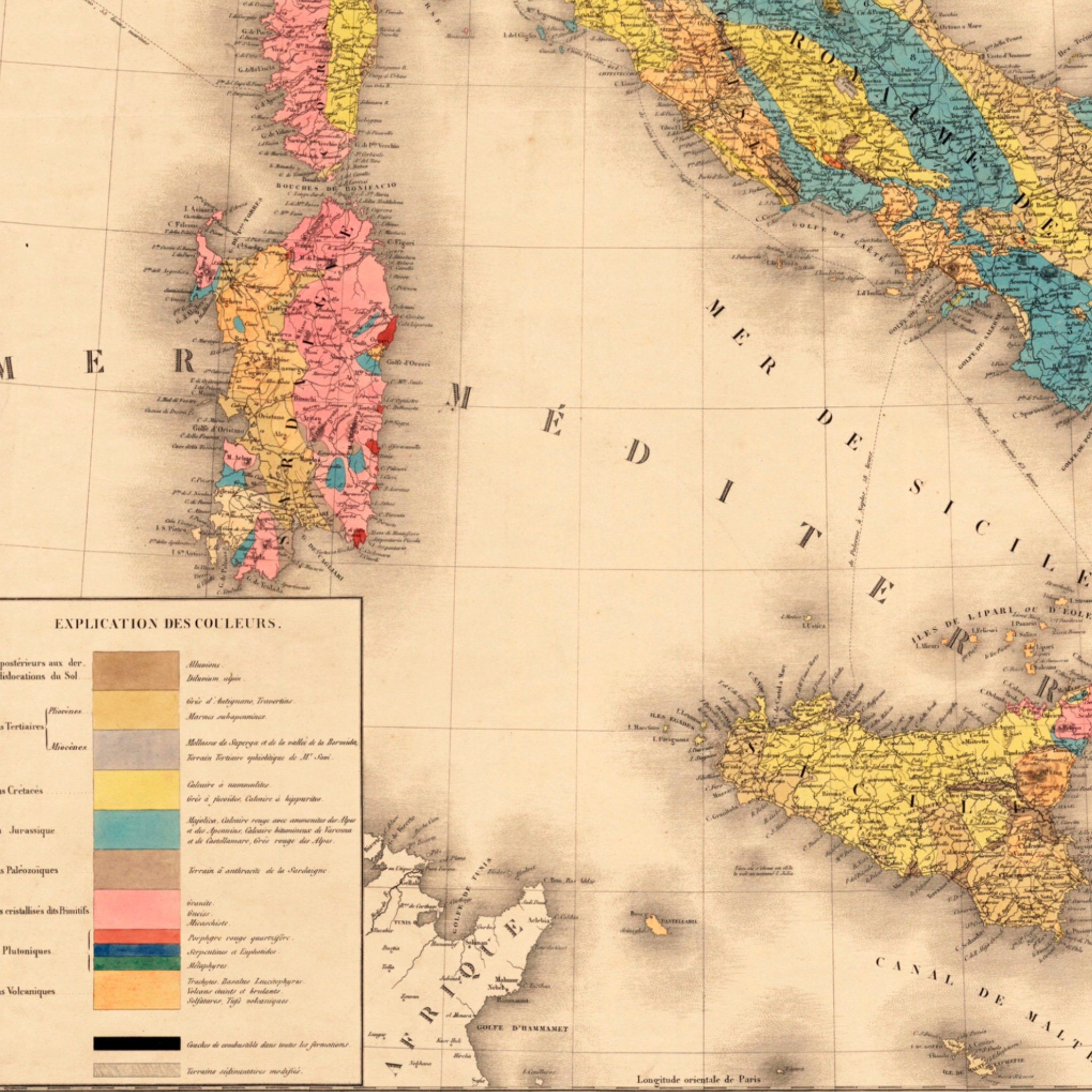 Antique Map of Italy, 17x22, Detailed 19th Century Old Italian Map ...