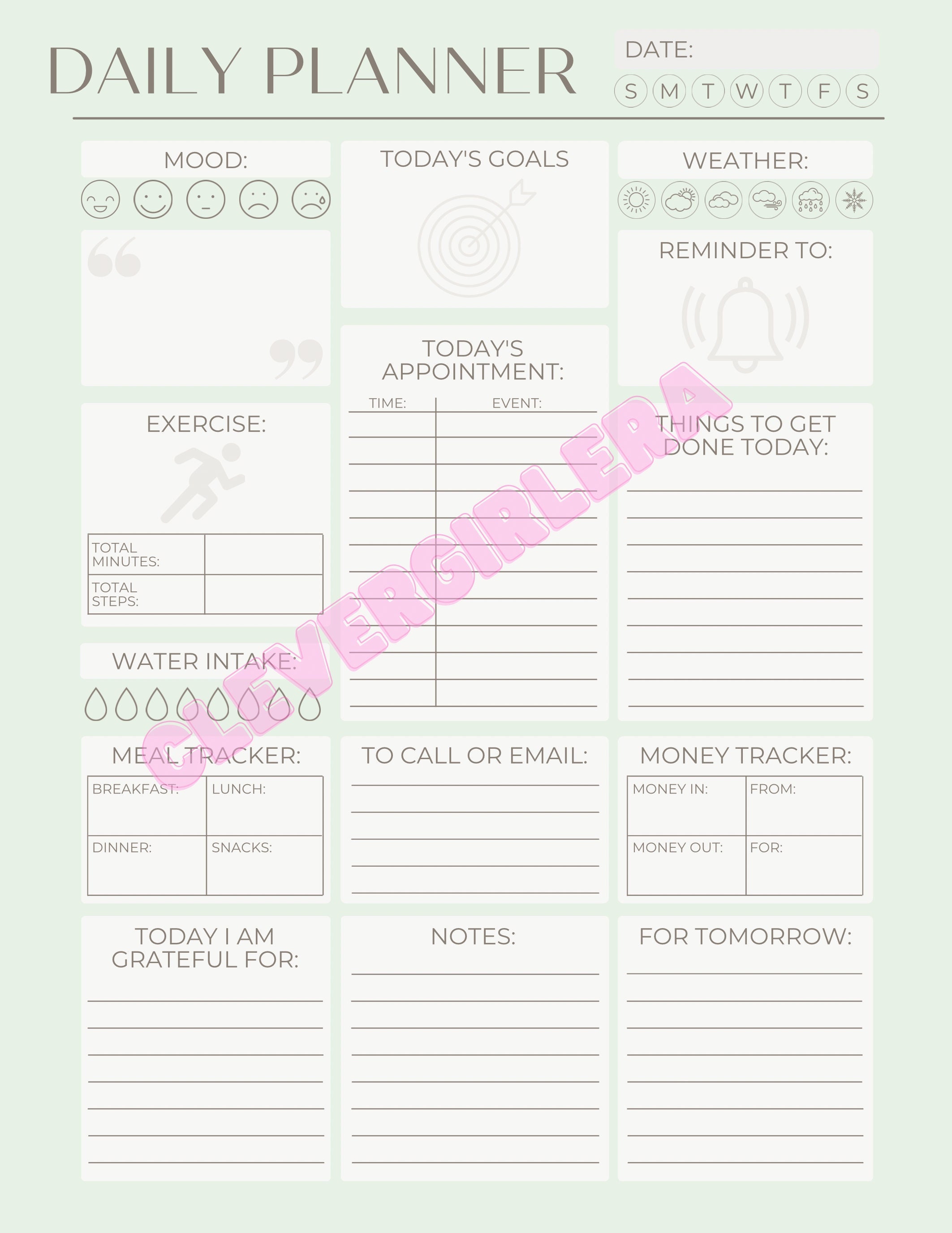 Daily Planner & Goal Tracker - PRINTABLE - Etsy