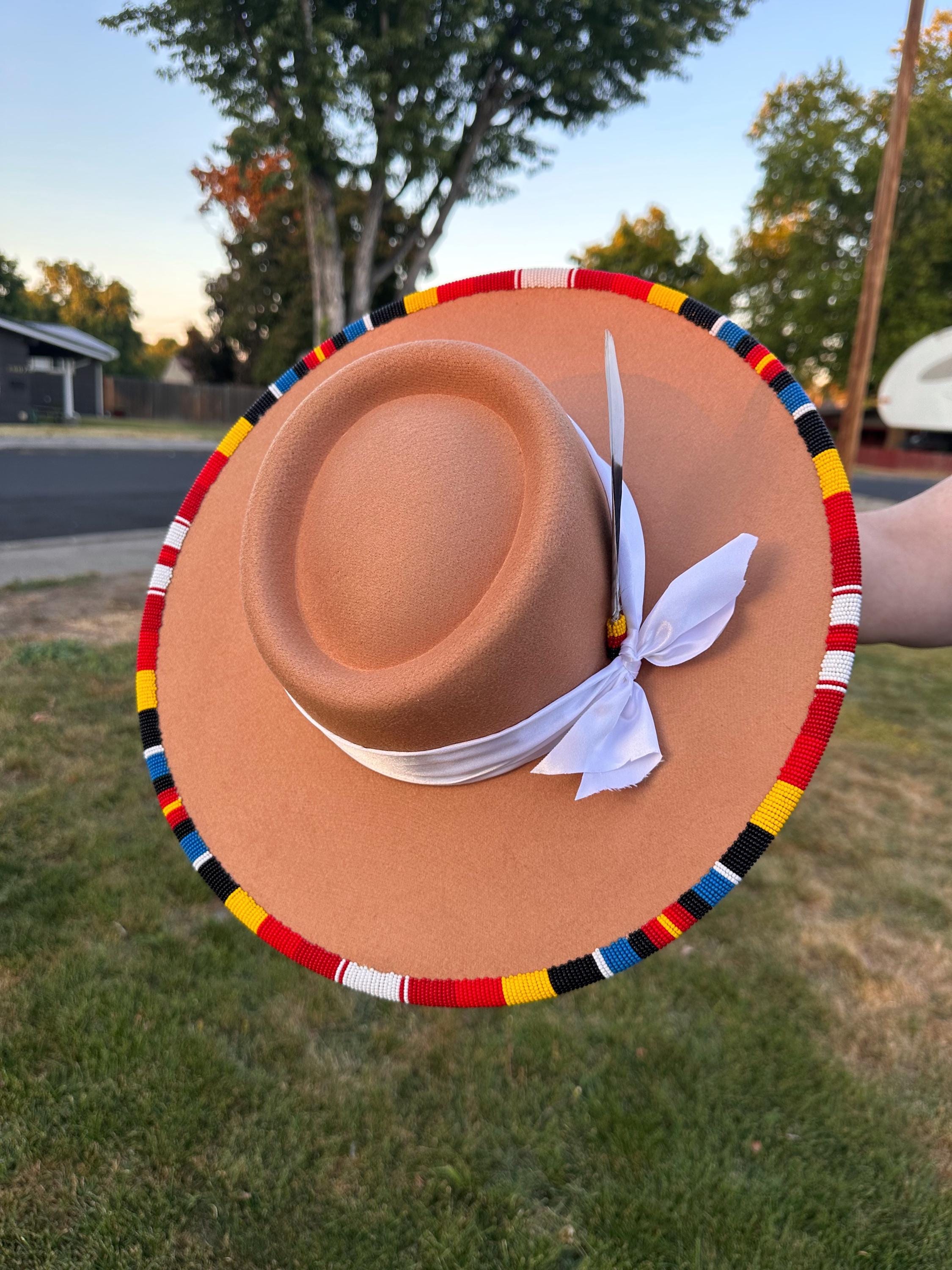 Beaded Brim Hat Large Brim - Etsy