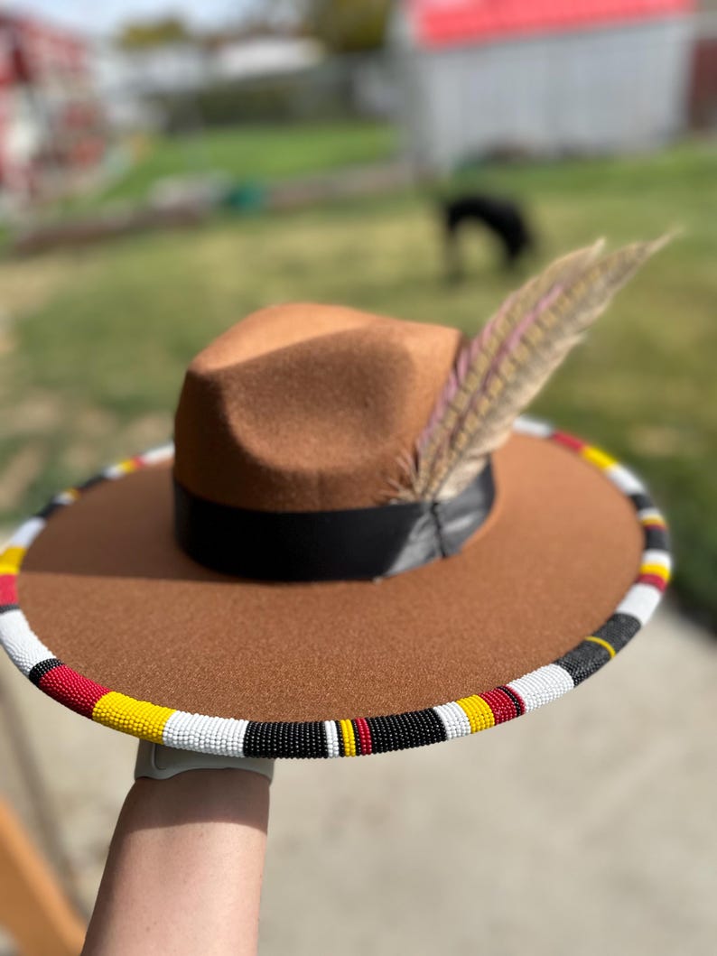 Beaded Brim Hat Large Brim - Etsy