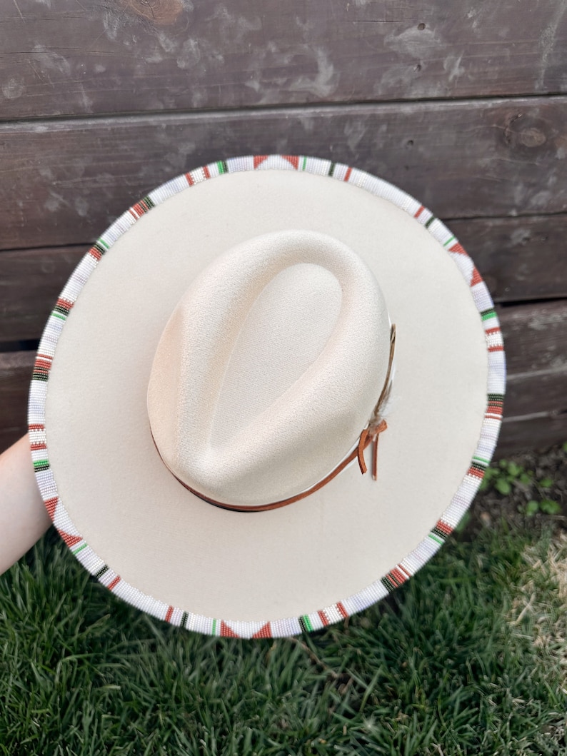Beaded Brim Hat Large Brim - Etsy