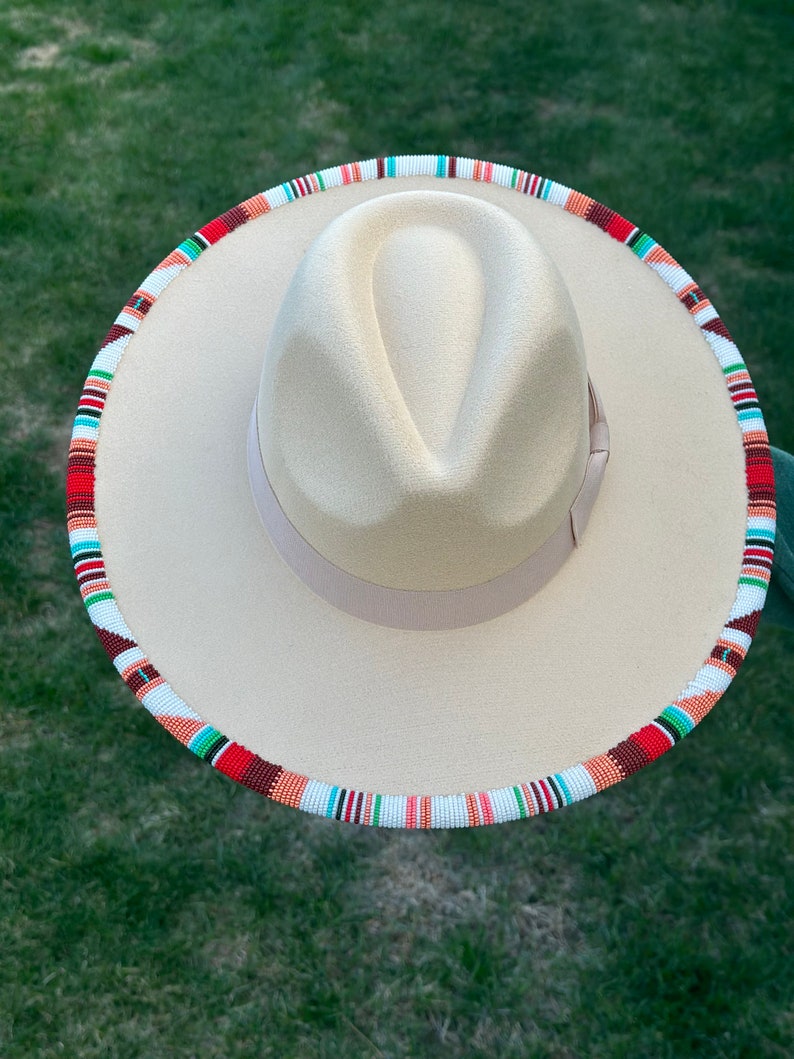 Beaded Brim Hat Large Brim - Etsy
