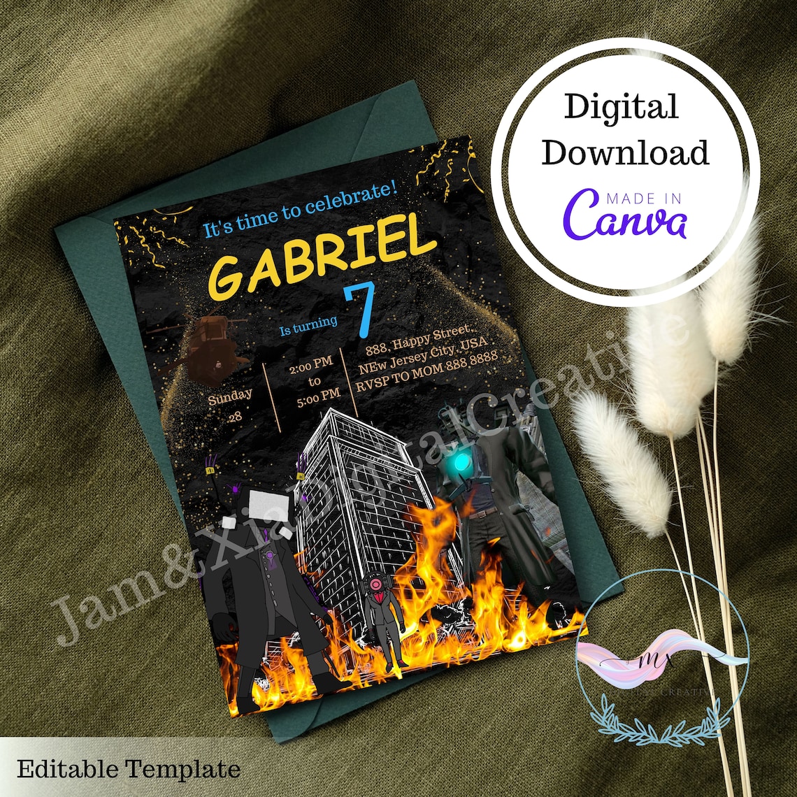 Skibidi Toilet Birthday Invitation for Boy Game Invitation Digital ...