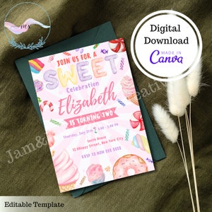 Birthday Invitation, Sweet Candy Invitation, Sweet Celebration, Candy ...