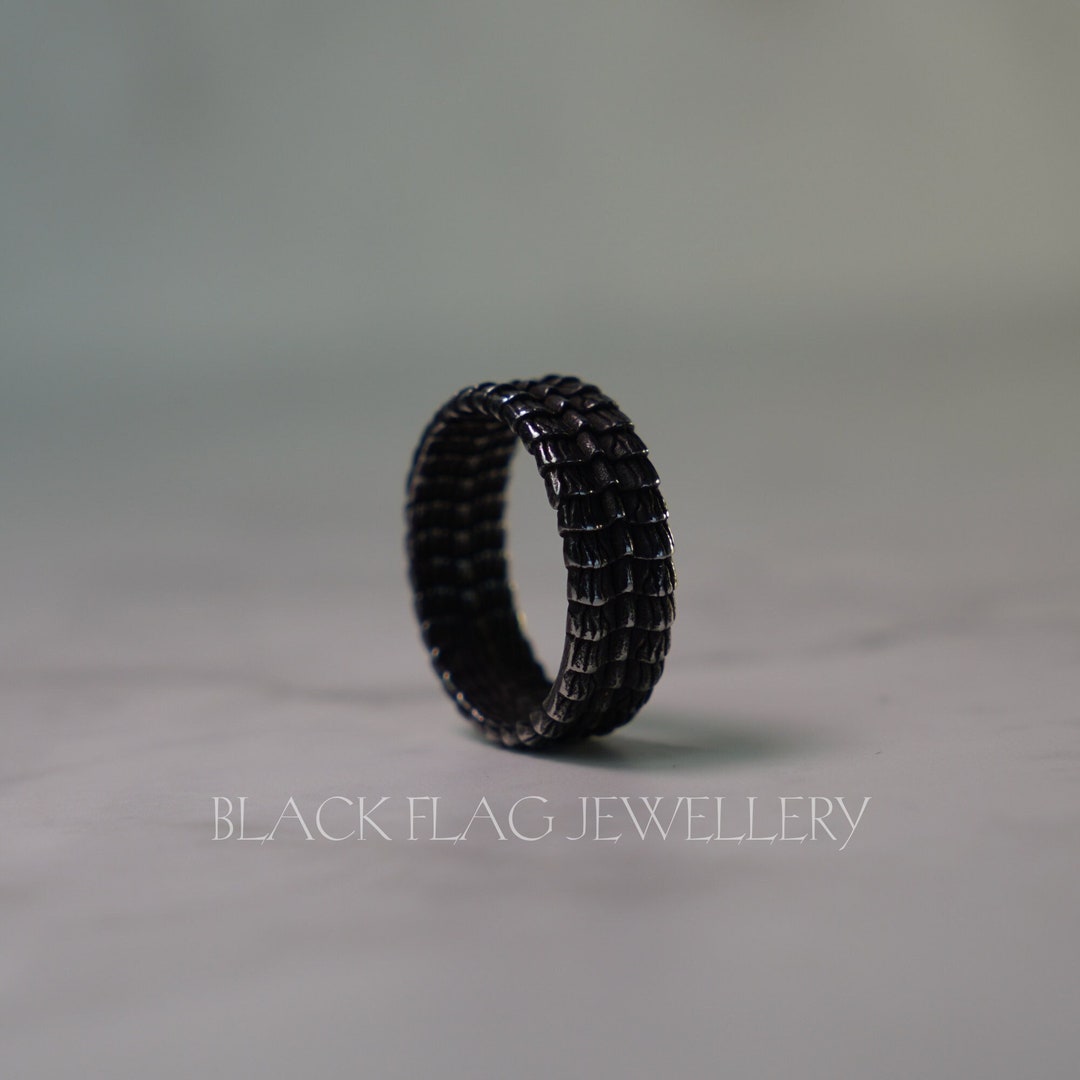 Dragon Skin Ring, Cool Mens Ring, Textured Scale Band, Stainless Steel ...