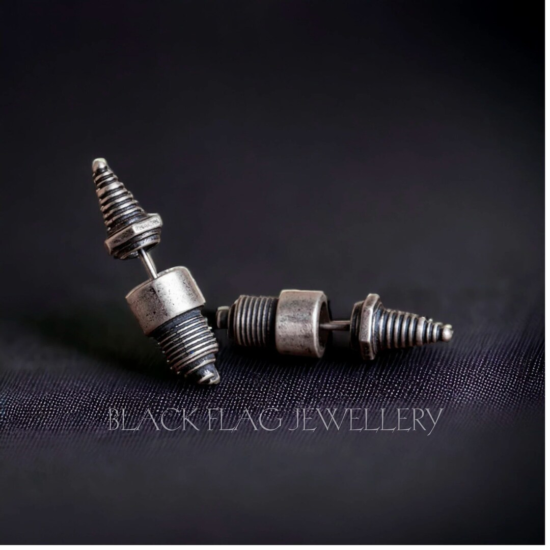 Silver Spark Plug Earrings Sterling Silver Gothic Spark Plug Earrings ...