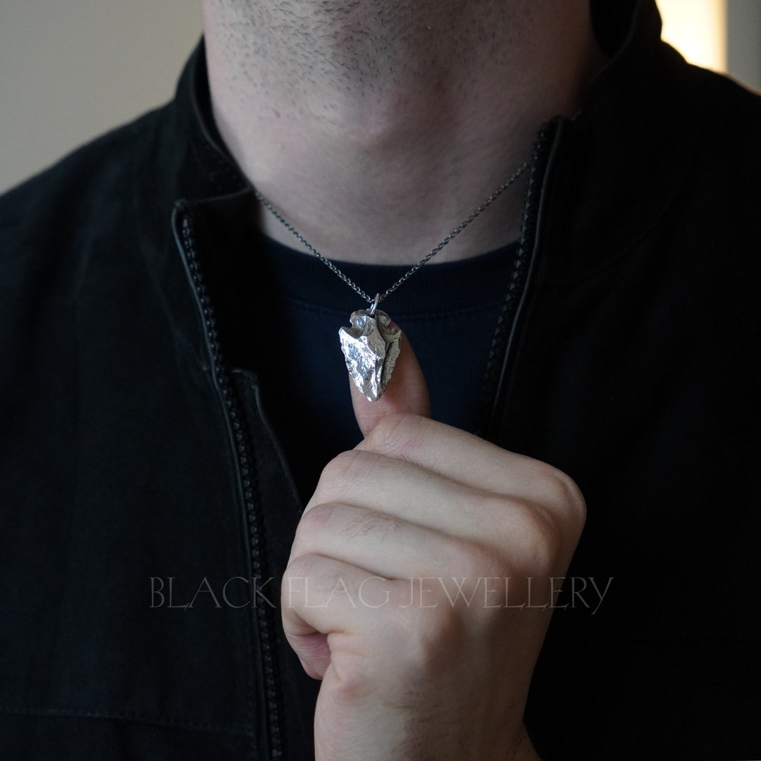 Sterling Silver Arrowhead Pendant Necklace, Modern Spearhead Gothic ...