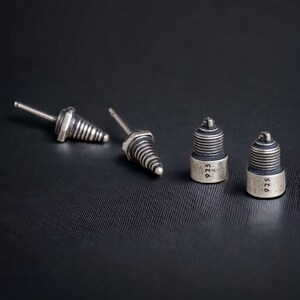 Silver Spark Plug Earrings Sterling Silver Gothic Spark Plug Earrings ...