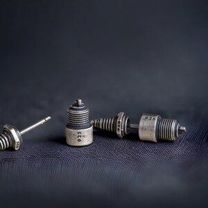 Silver Spark Plug Earrings Sterling Silver Gothic Spark Plug Earrings ...