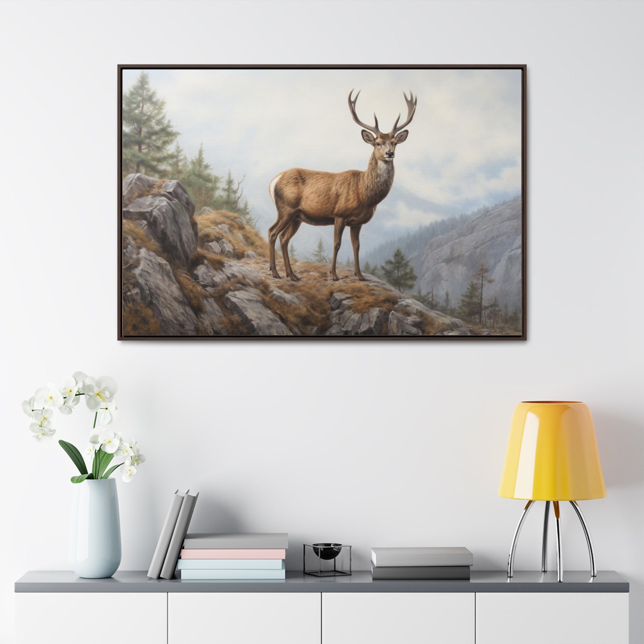Vintage Red Deer Painting | Old Deer Print | Farmhouse Decor | Rustic ...