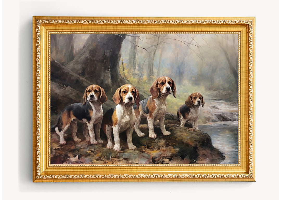 Vintage Beagle Painting Old Beagle Print Farmhouse Decor - Etsy