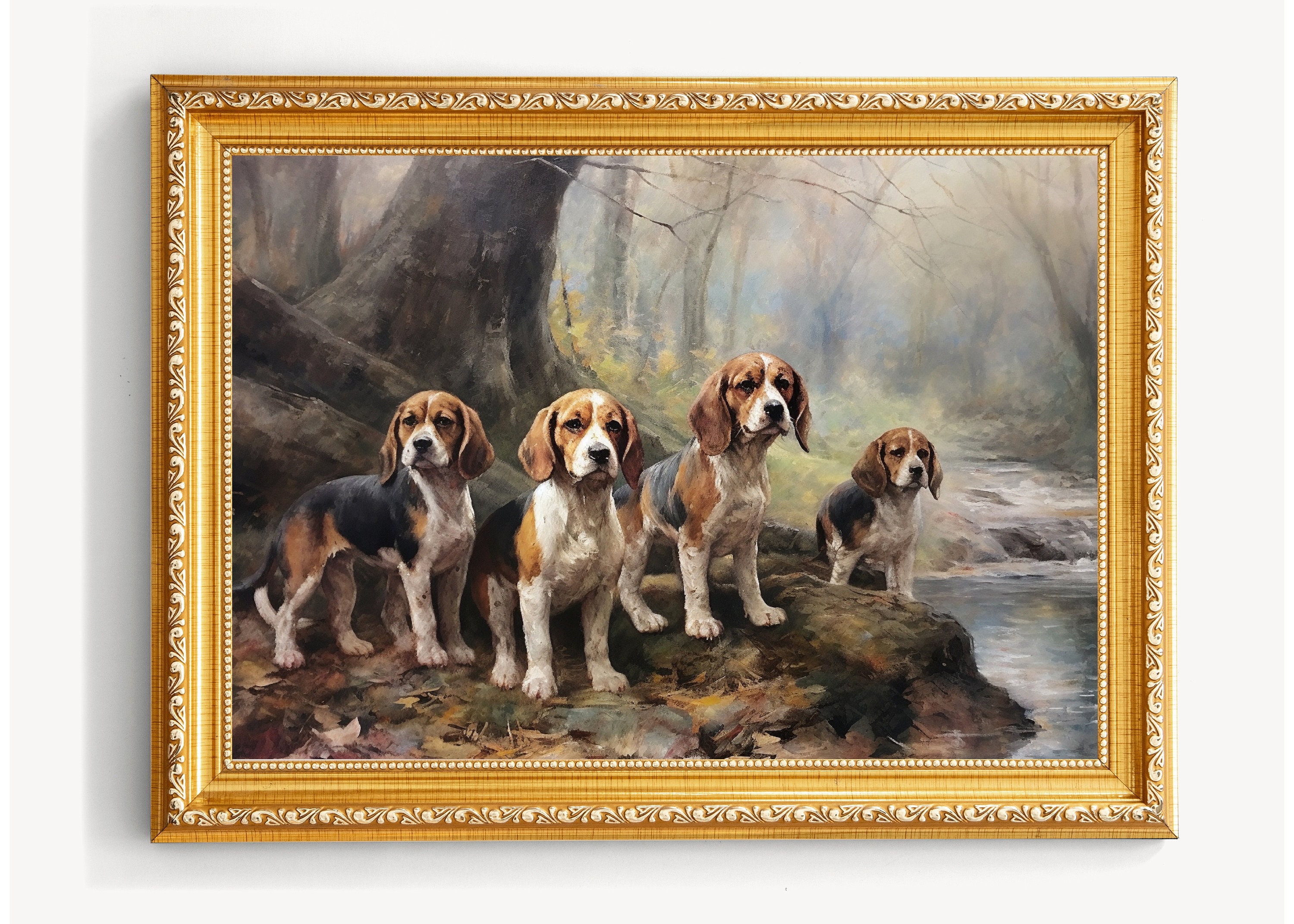 Vintage Beagle Painting Old Beagle Print Farmhouse Decor - Etsy
