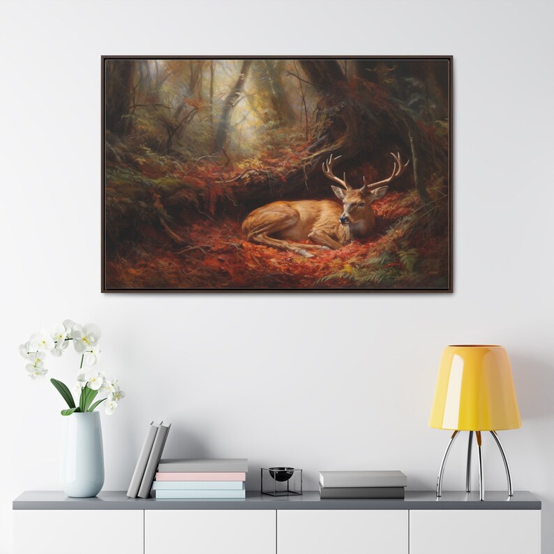 Vintage Red Deer Painting | Old Red Deer Print | Red Deer Art | Rustic ...
