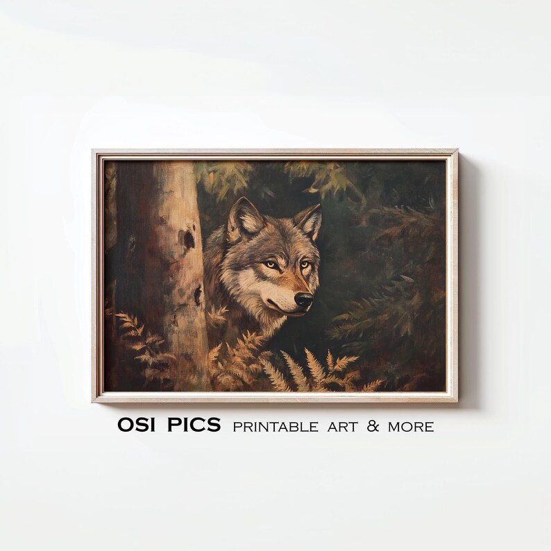 Vintage Wolf Painting, Rustic Wolf Portrait, Antique Animal Print ...