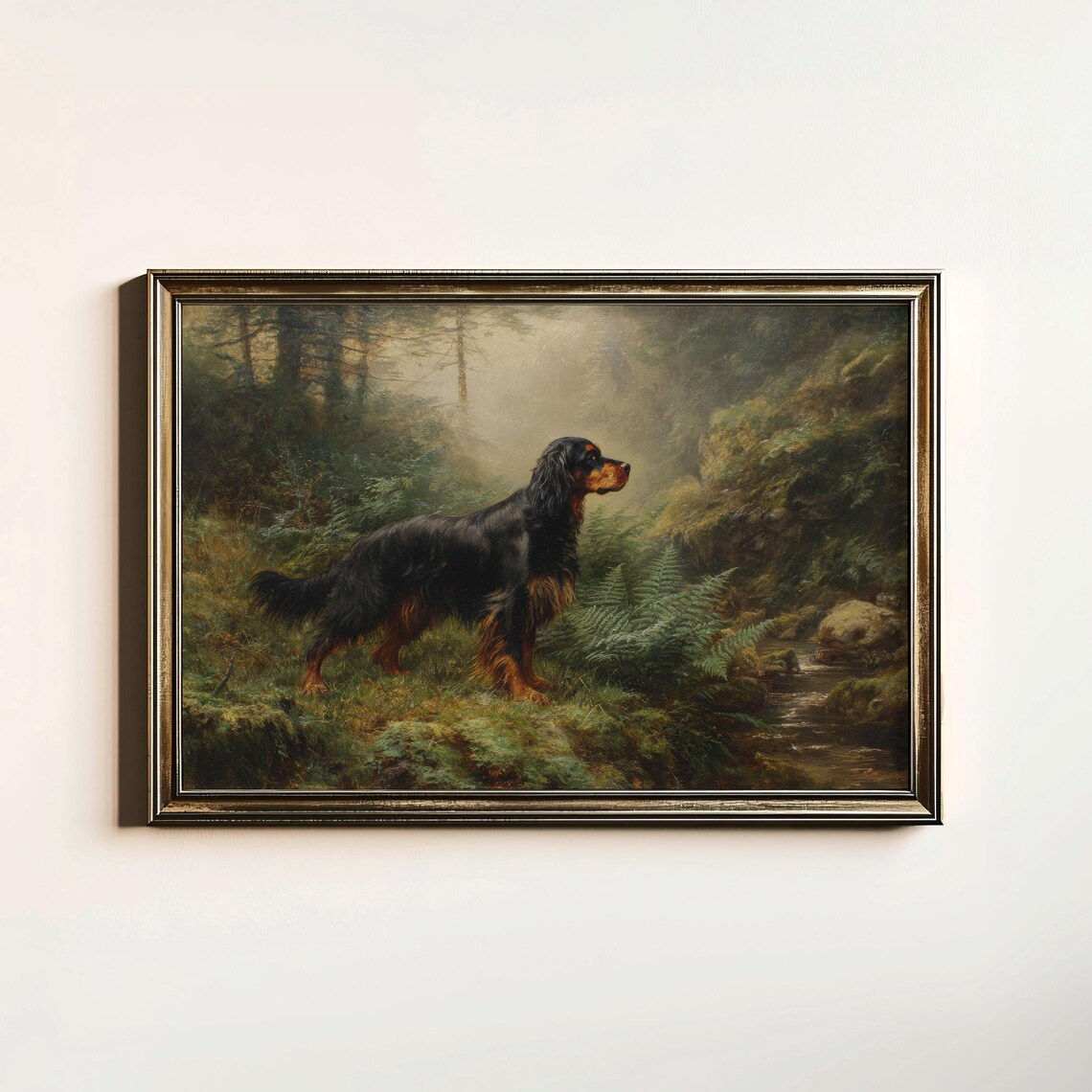 Vintage Gordon Setter Painting, Rustic Gordon Setter Print, Antique ...