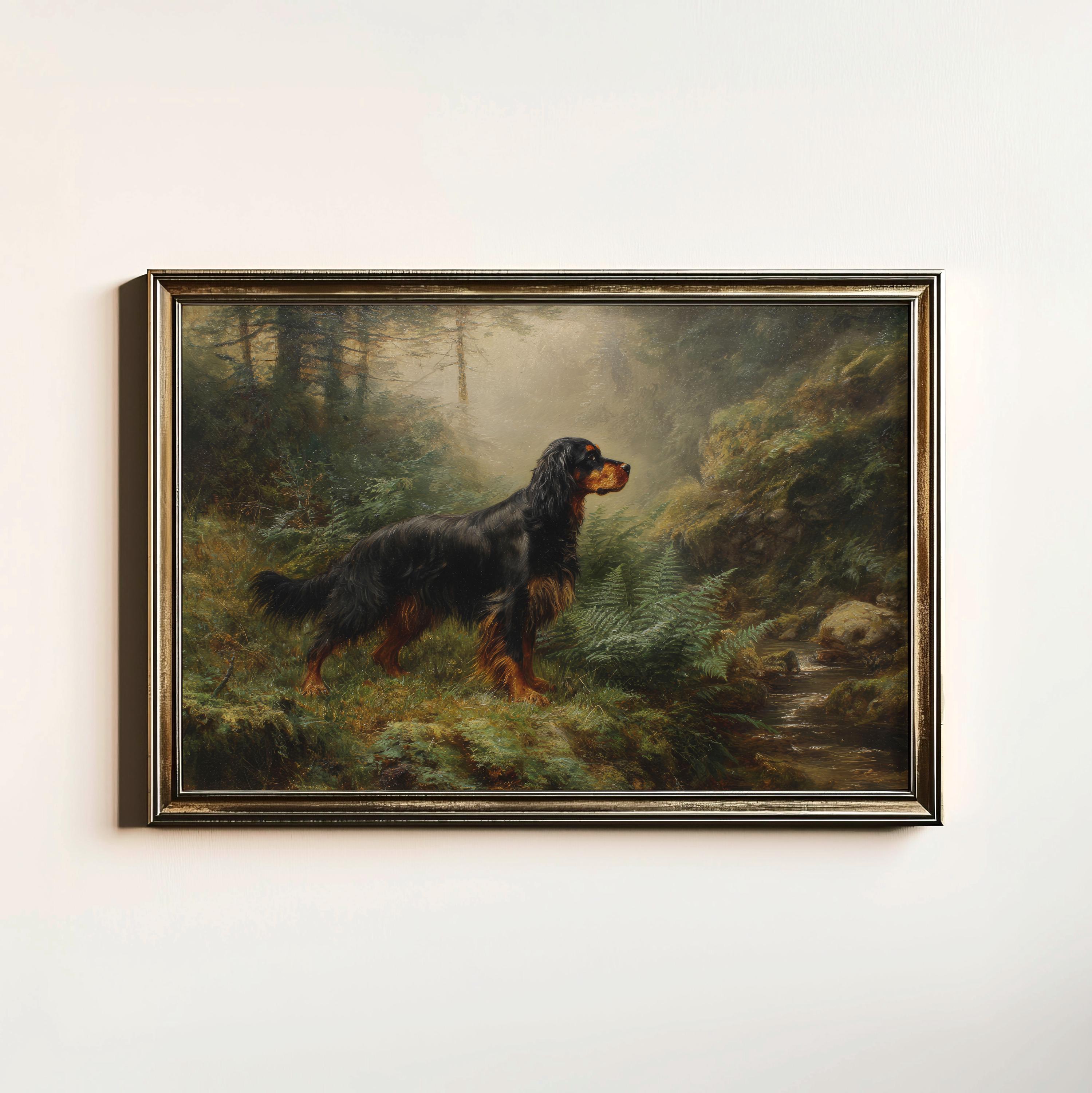 Vintage Gordon Setter Painting, Rustic Gordon Setter Print, Antique ...