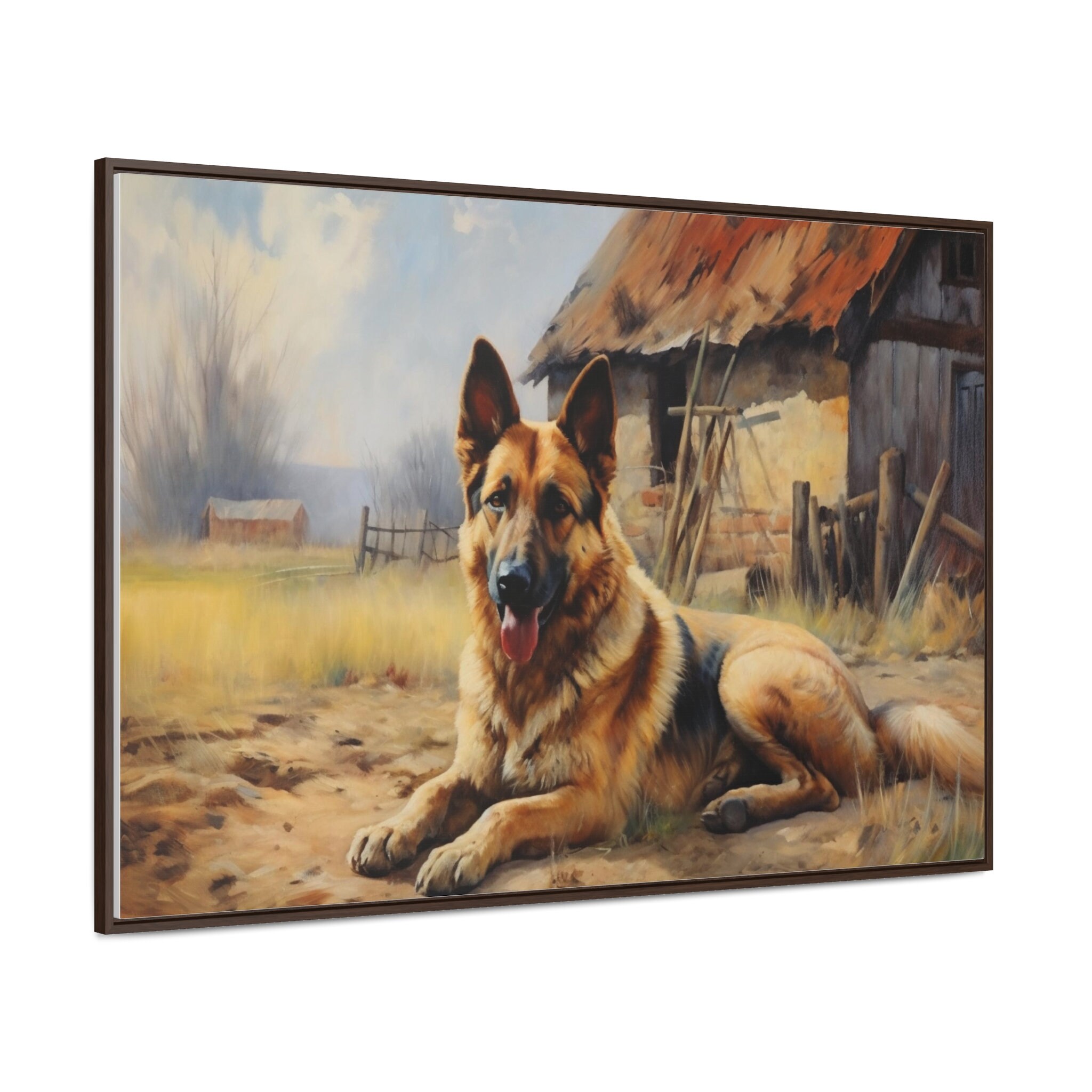 Vintage German Shepherd Painting | Farmhouse Decor | Rustic Fine Art ...
