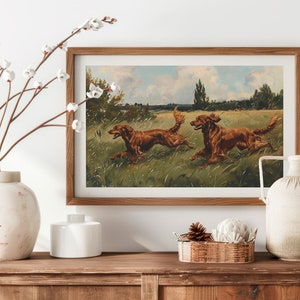 Vintage Setter Painting, Antique Irish Setter Print, Rustic Dog Wall ...