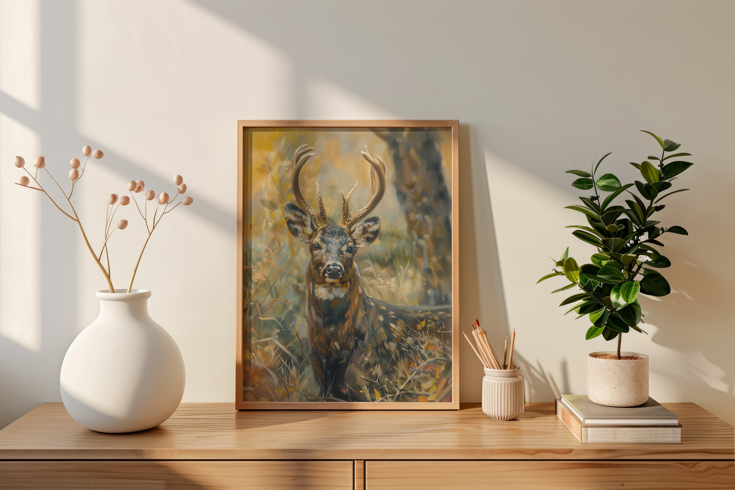Rustic Whitetail Deer Painting, Nursery Painting, Vintage Farmhouse ...