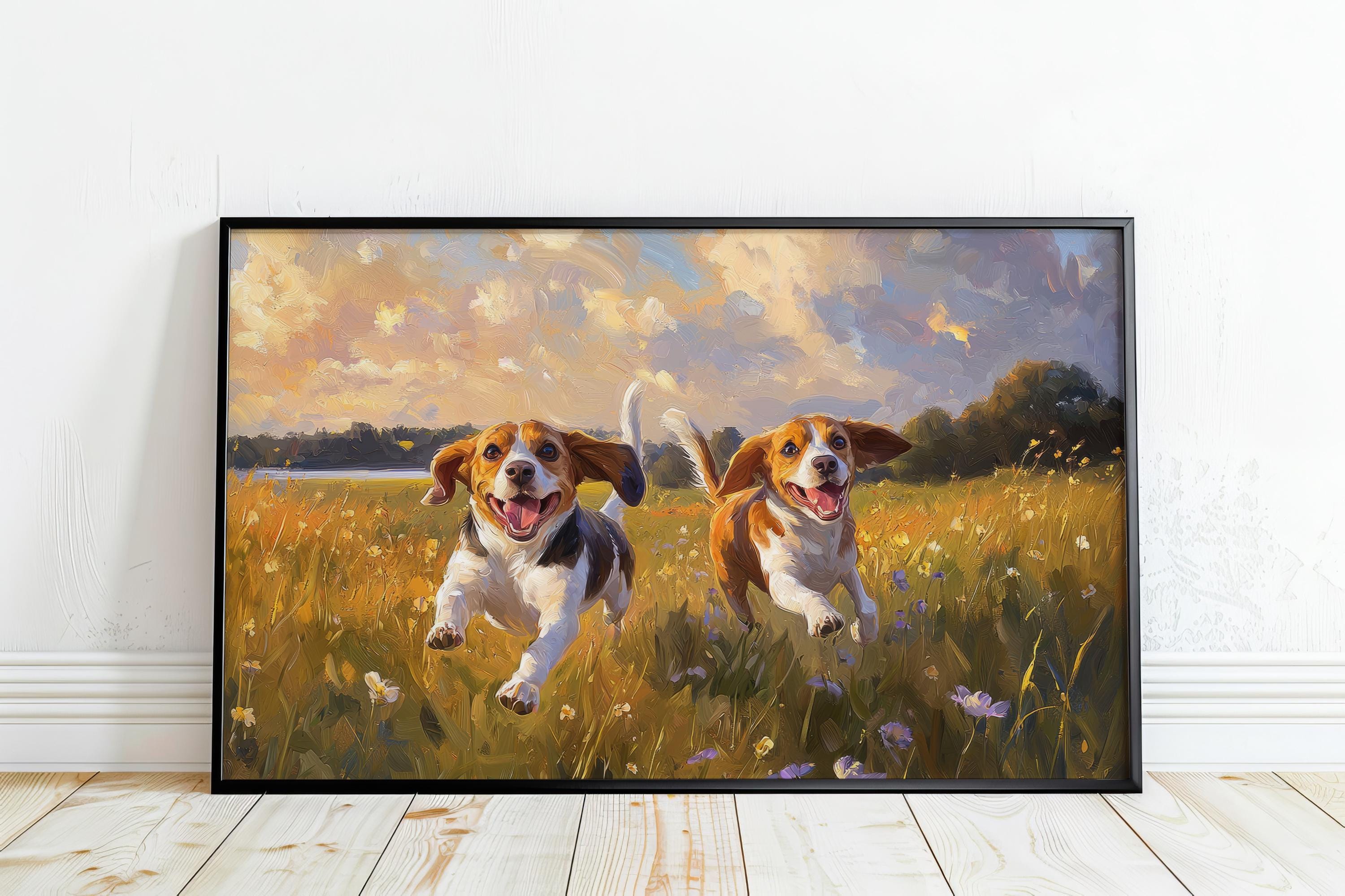 Vintage Beagle Painting, Antique Beagle Print, Rustic Hunting Dog ...