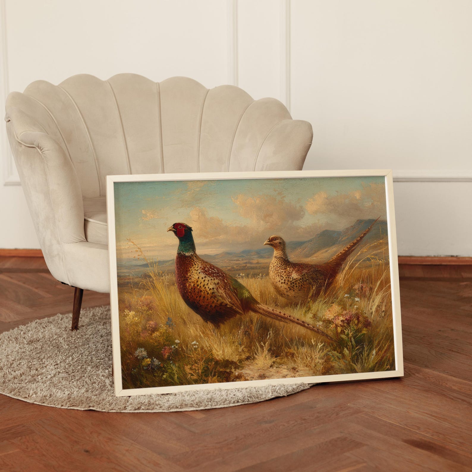 Vintage Pheasant Painting, Rustic Ring Necked Pheasant Print, Antique ...