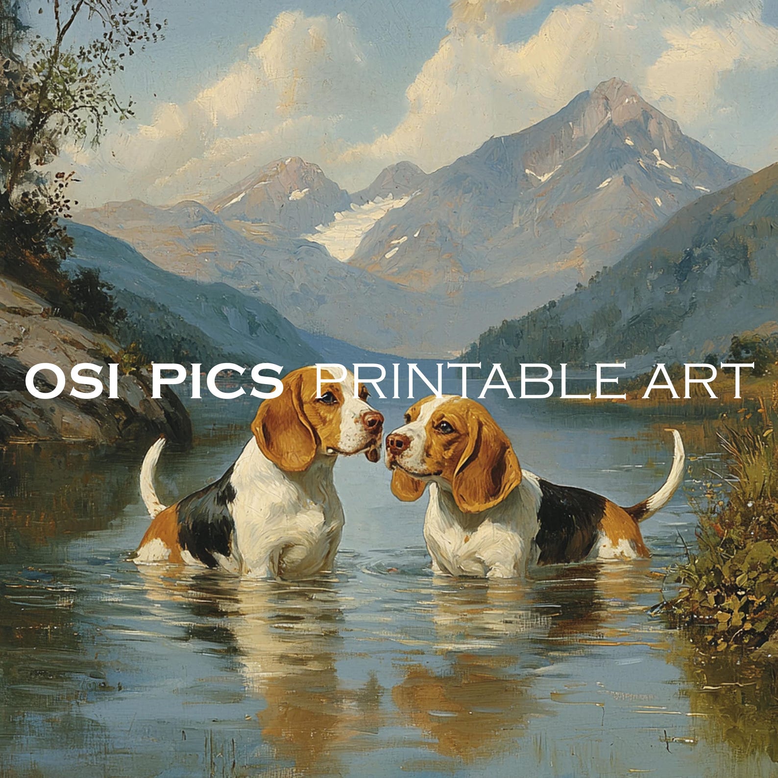 Vintage Beagle Painting, Rustic Beagle Print, Antique Hunting Dog Wall ...