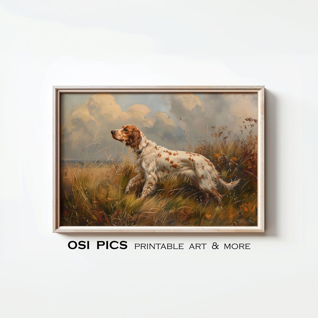 Vintage Setter Painting, English Setter Print, Cabin Decor, Hunting Dog ...