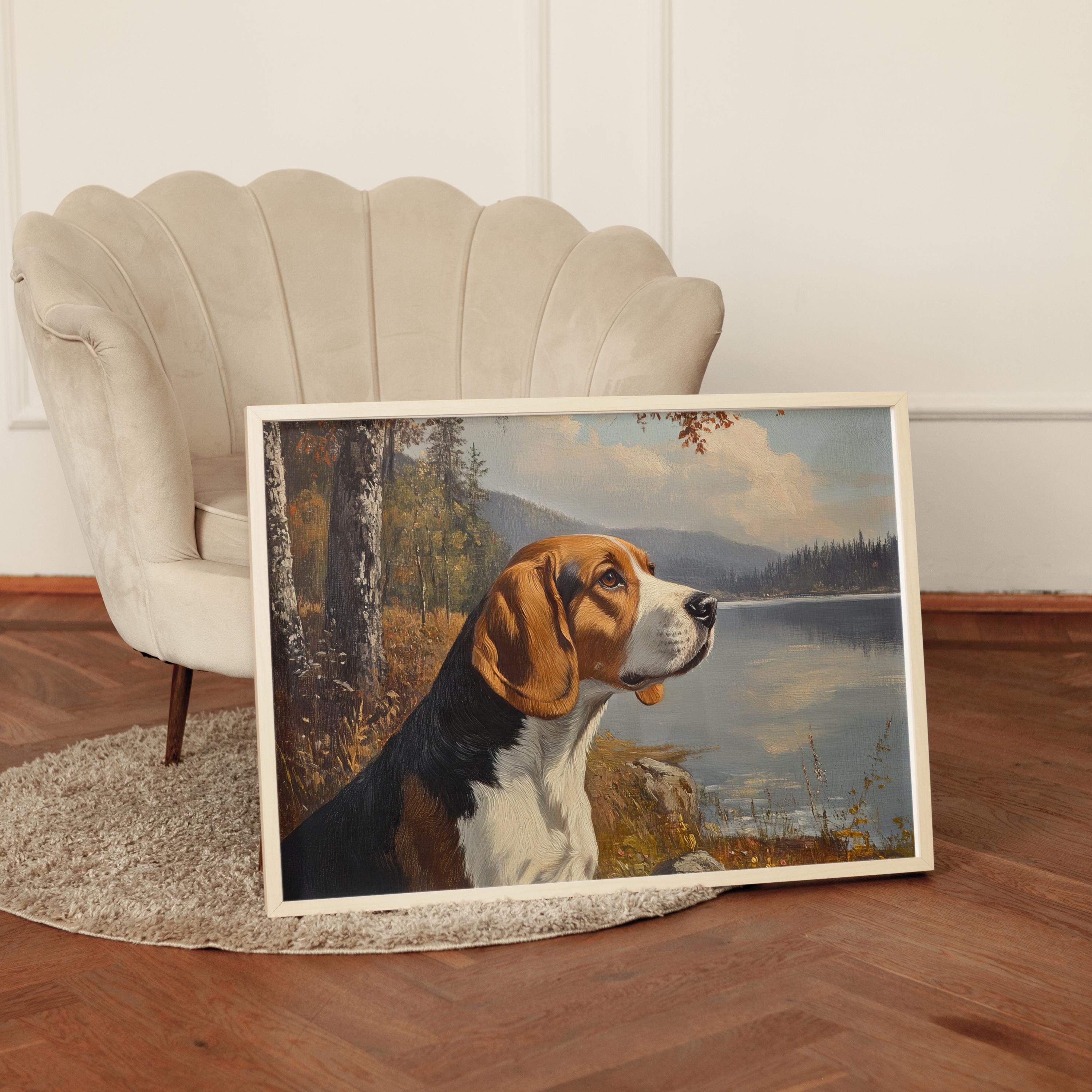 Vintage Beagle Painting, Rustic Beagle Portrait, Antique Hunting Dog ...