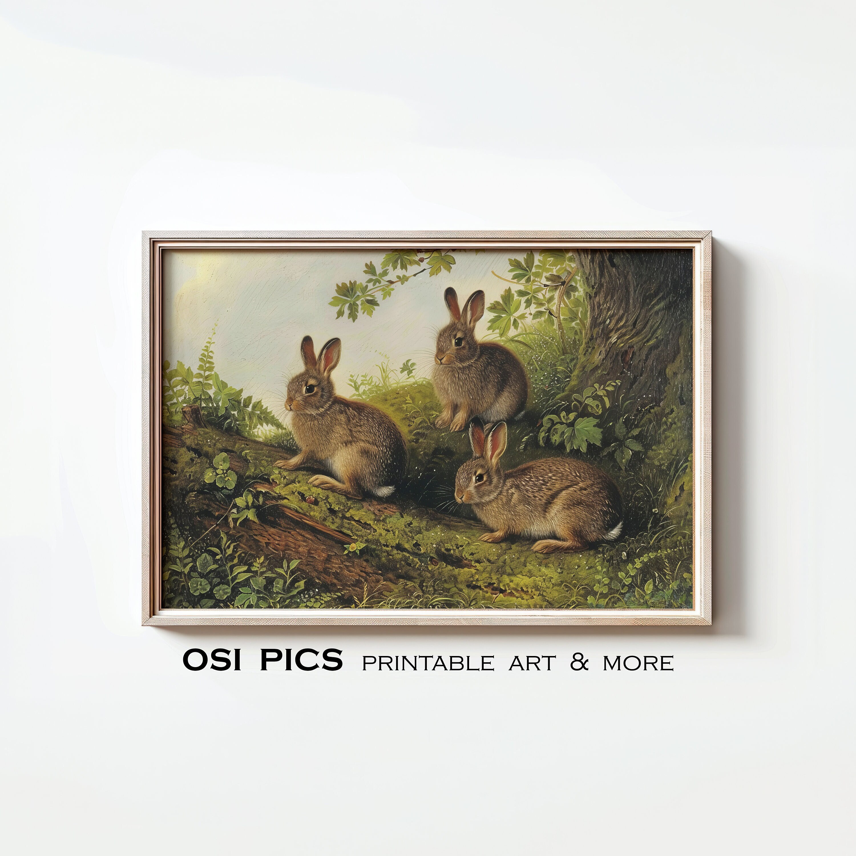 Vintage Rabbit Print Nursery Wall Art Bunny Rabbit Printable Vintage ...