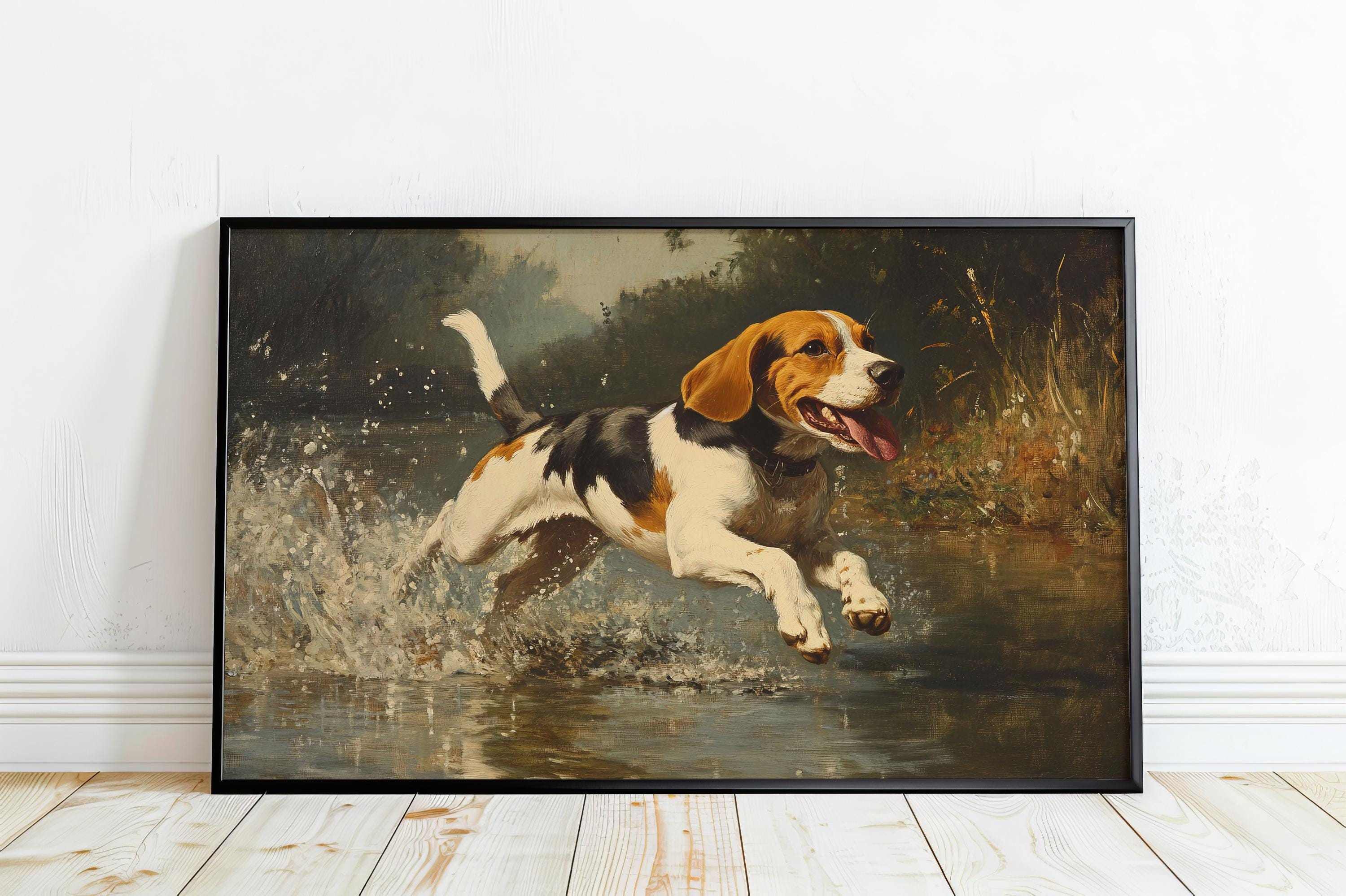Vintage Beagle Painting, Antique Beagle Print, Hunting Dog Portrait ...