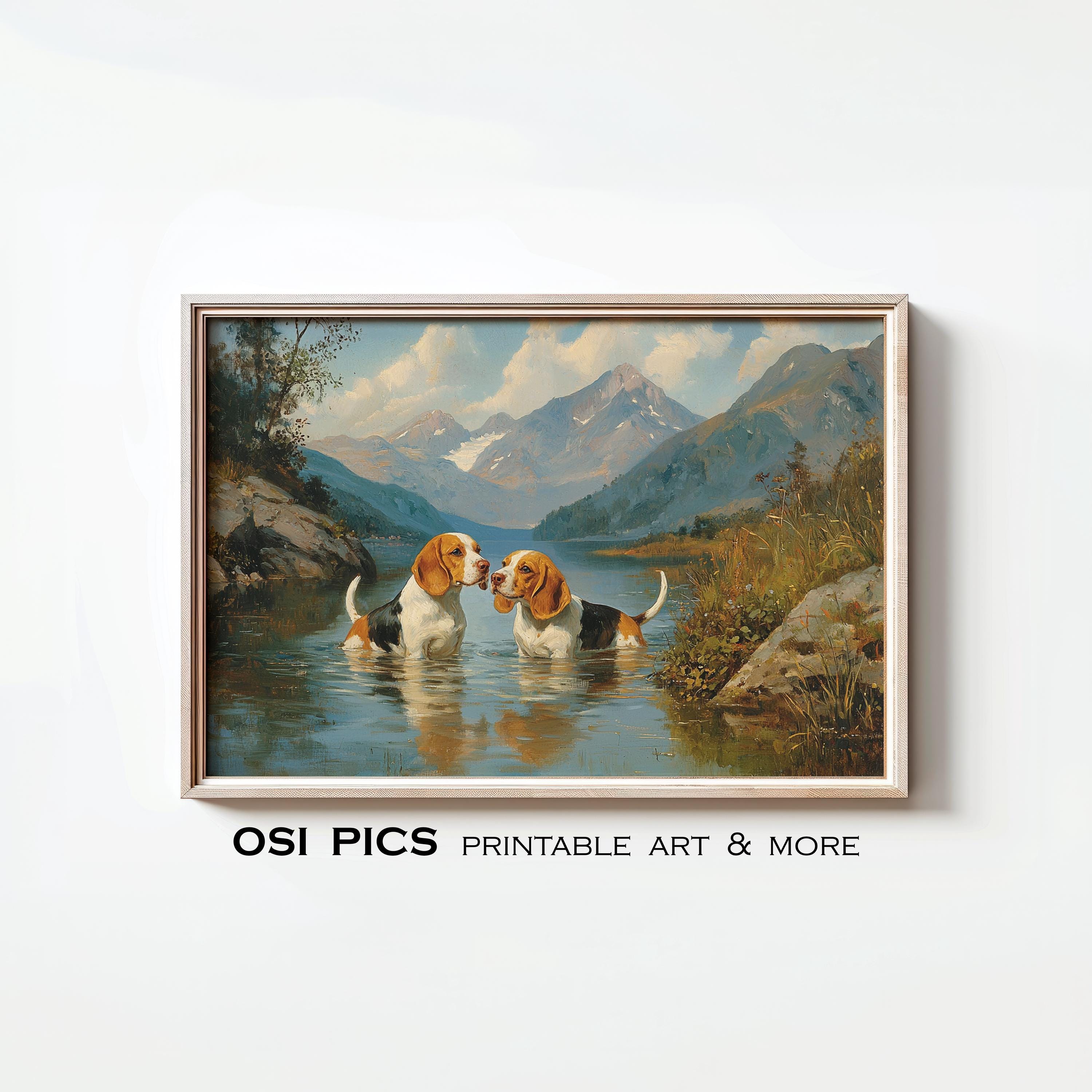 Vintage Beagle Painting, Rustic Beagle Print, Antique Hunting Dog Wall ...