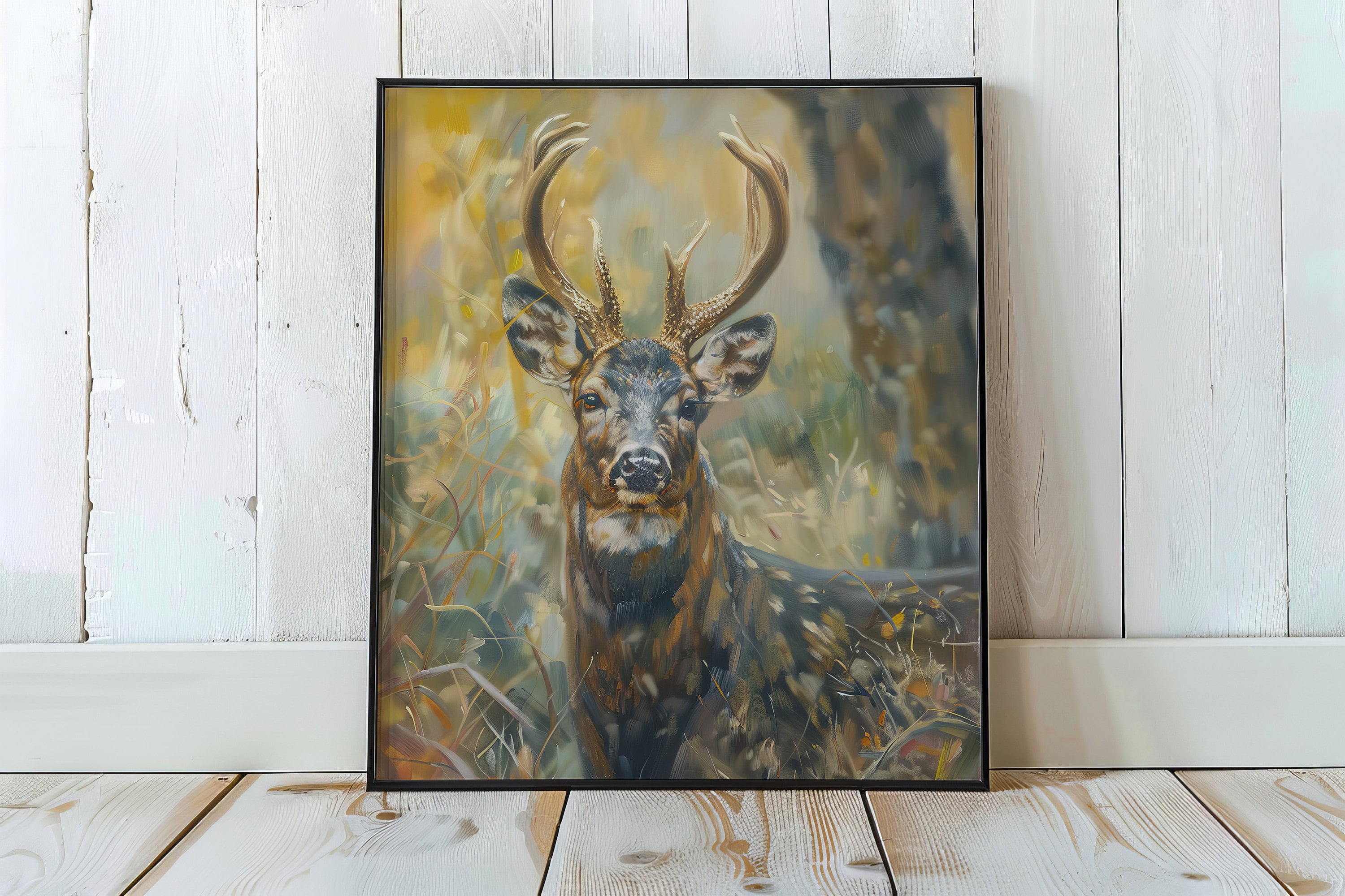 Rustic Whitetail Deer Painting, Nursery Painting, Vintage Farmhouse ...