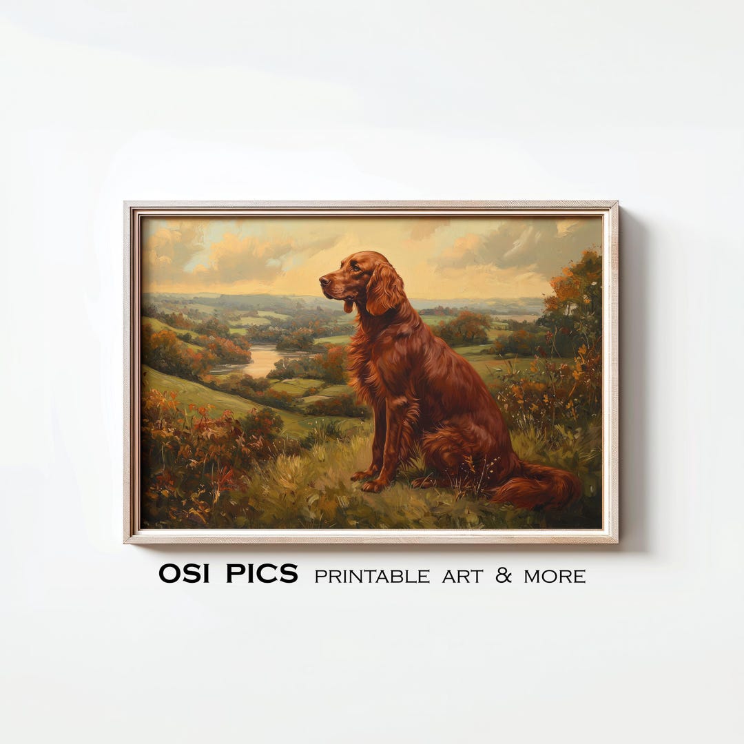 Vintage Irish Setter Painting, Antique Irish Setter Print, Rustic ...