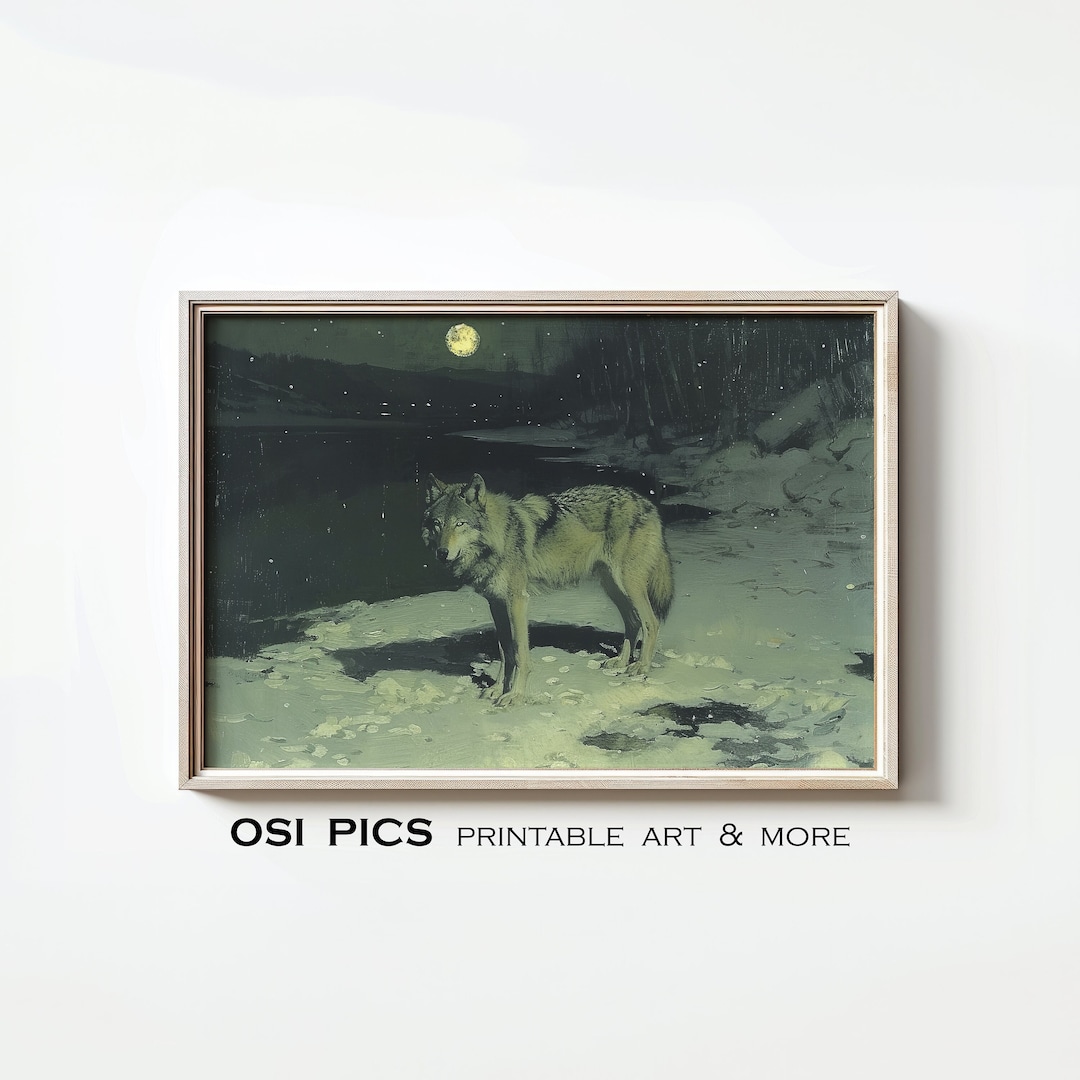 Vintage Wolf Painting | Antique Animal Portrait | Old Wolf Print ...