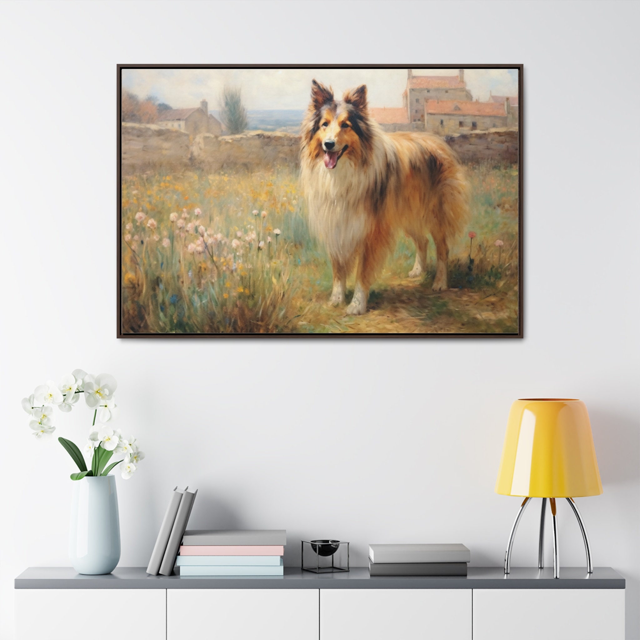 Vintage Collie Painting | Old Dog Print | Farmhouse Decor | Rustic Fine ...