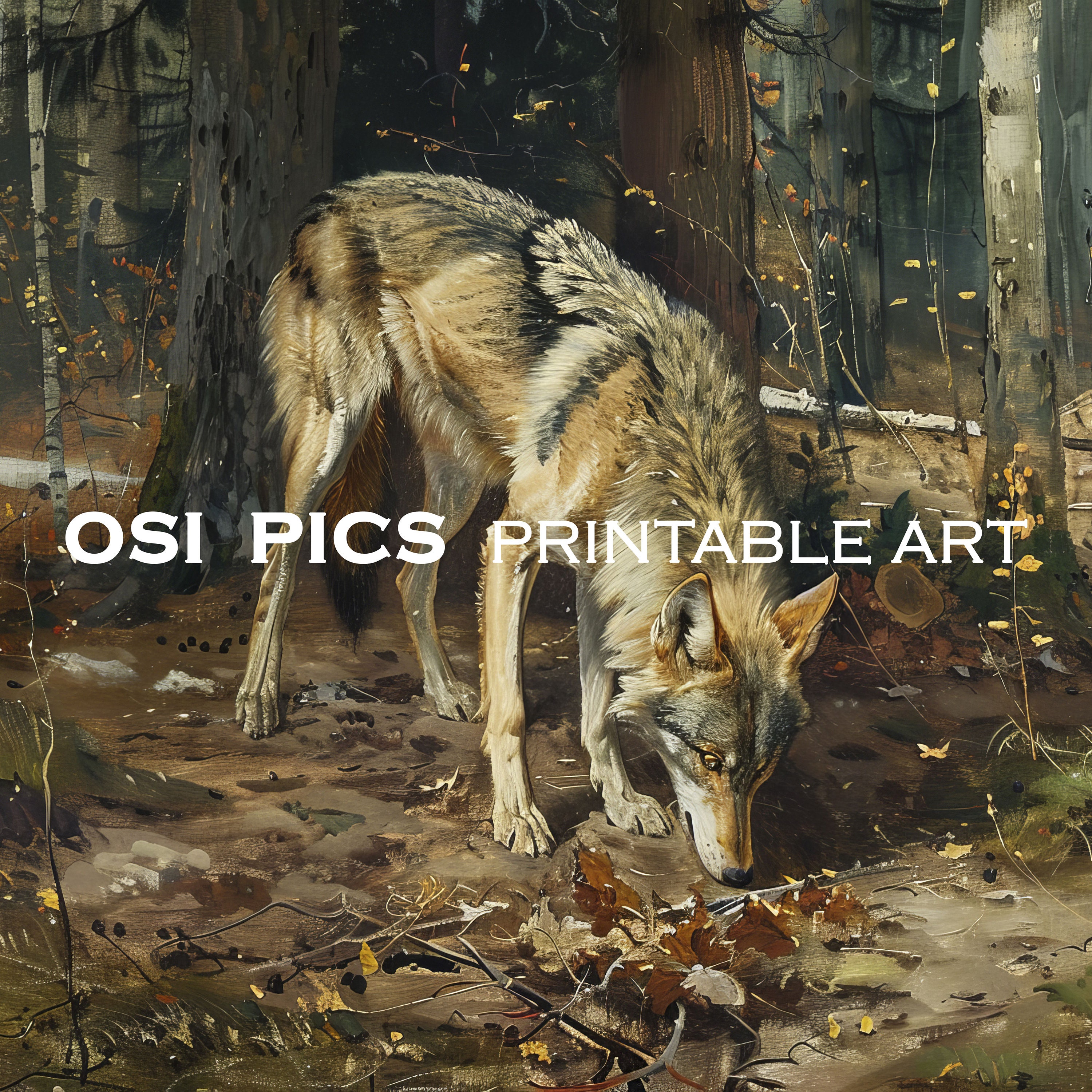 Vintage Wolf Painting, Antique Wolf Print, Wolf Lover Gift, Rustic Wolf ...