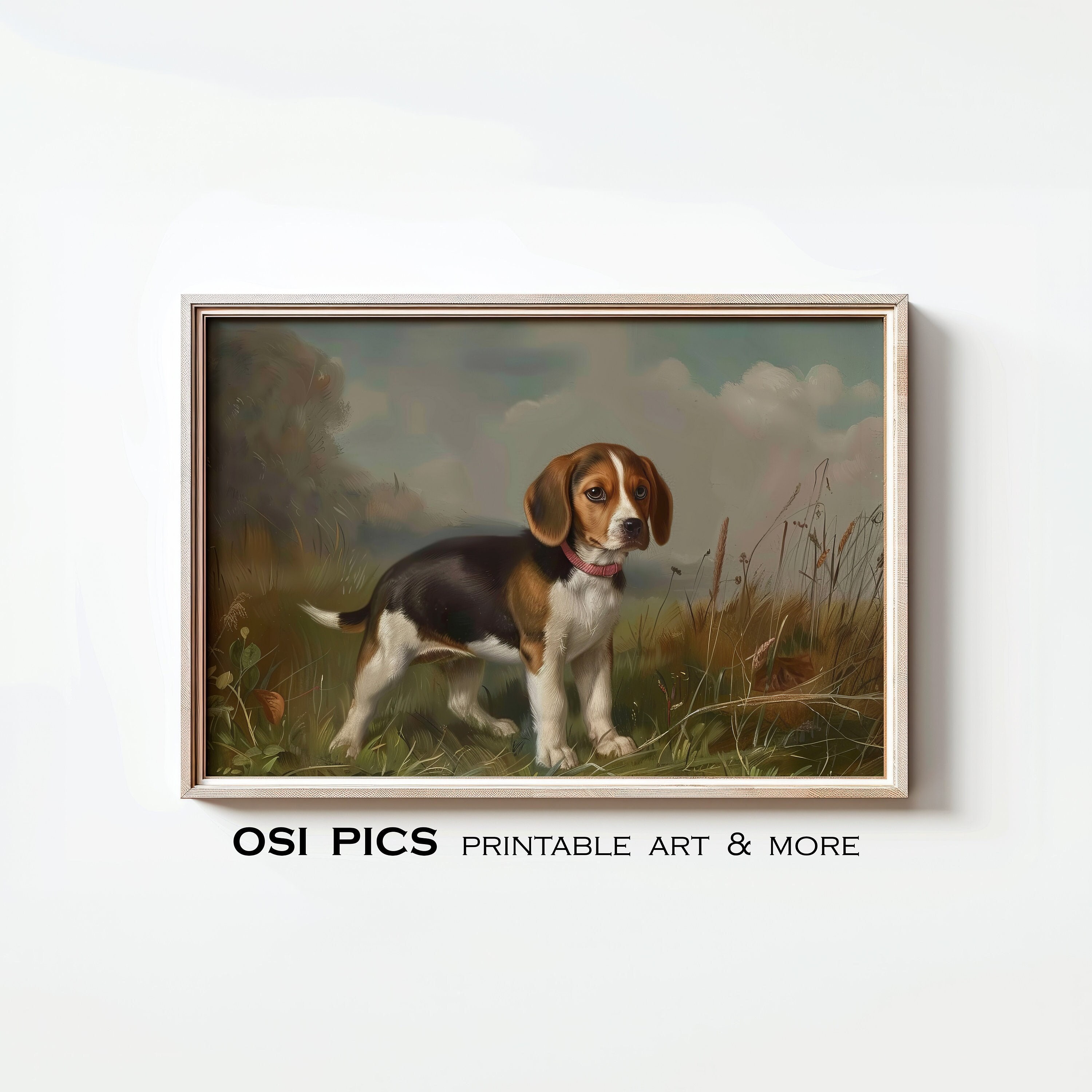 Vintage Beagle Painting Old Beagle Print Farmhouse Decor Rustic Fine ...