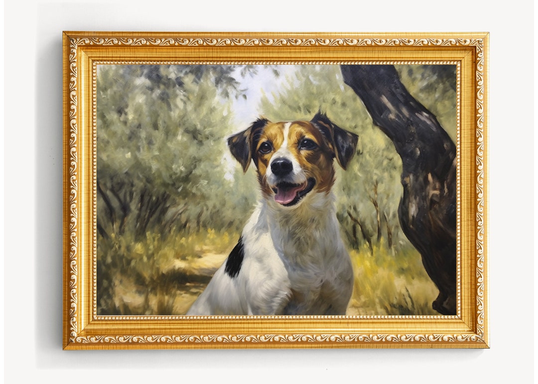 Vintage Jack Russell Terrier Painting | Old Dog Print | Rustic Fine Art ...